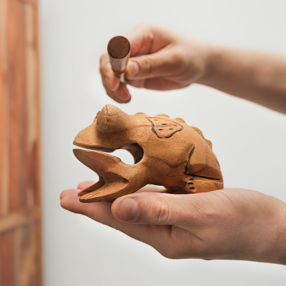 Jati Frog Guiro - Handmade Mahogany Wooden Rattle