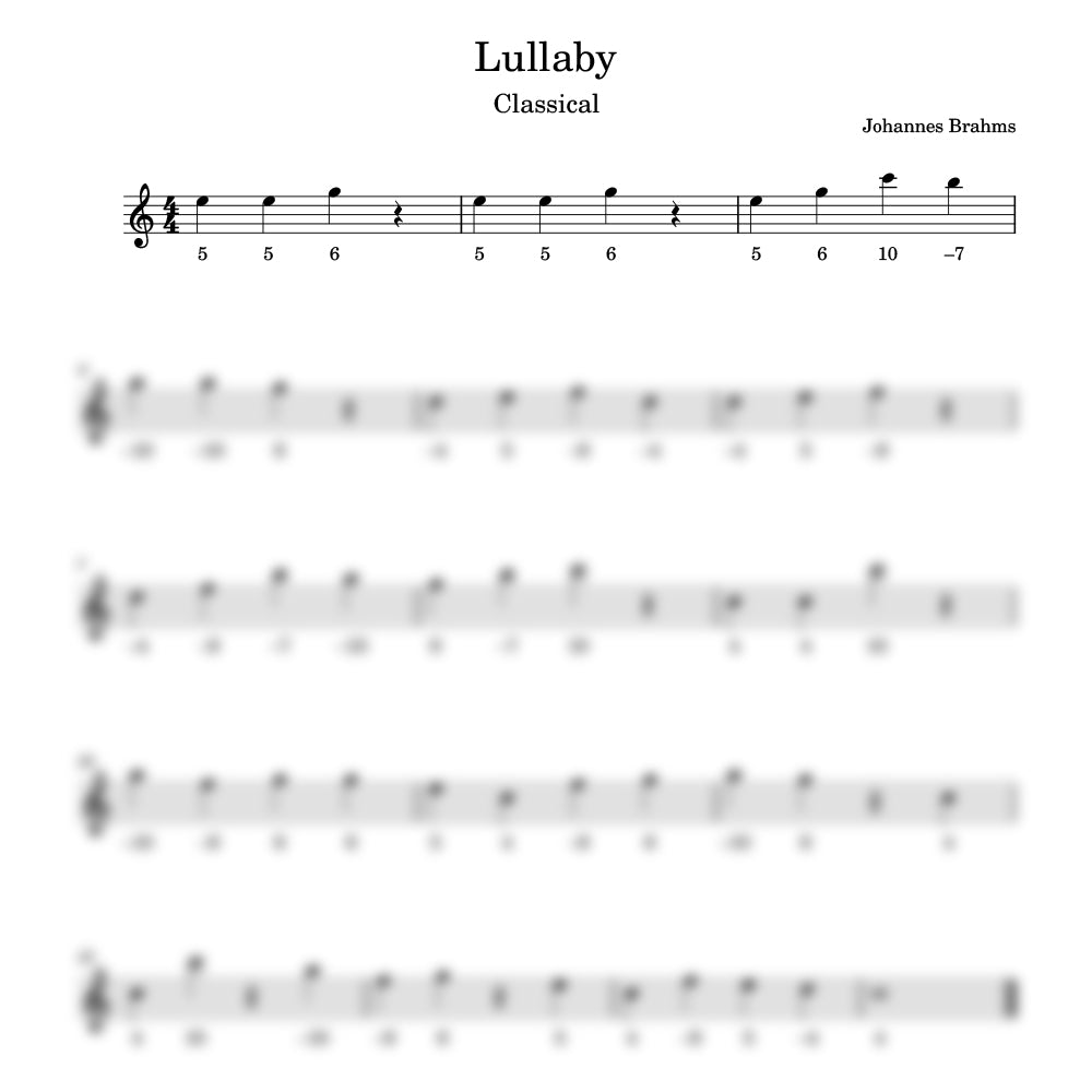 Lullaby Johannes Brahms - Harmonica tab