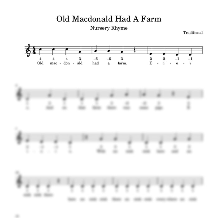 Old macdonald had a farm - Harmonica tab
