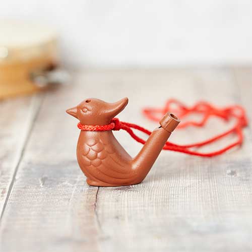 Ceramic Bird Water Warble Whistle - Natural